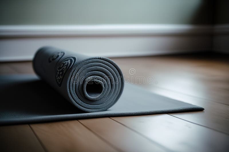 3 Rendered Black Mat, Yoga Mat, Healthy Lifestyle, Generative AI Stock ...