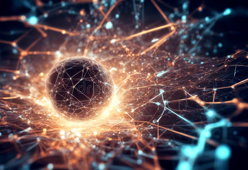 Rendered Computer Shape Abstract Futuristic Generated Network ...