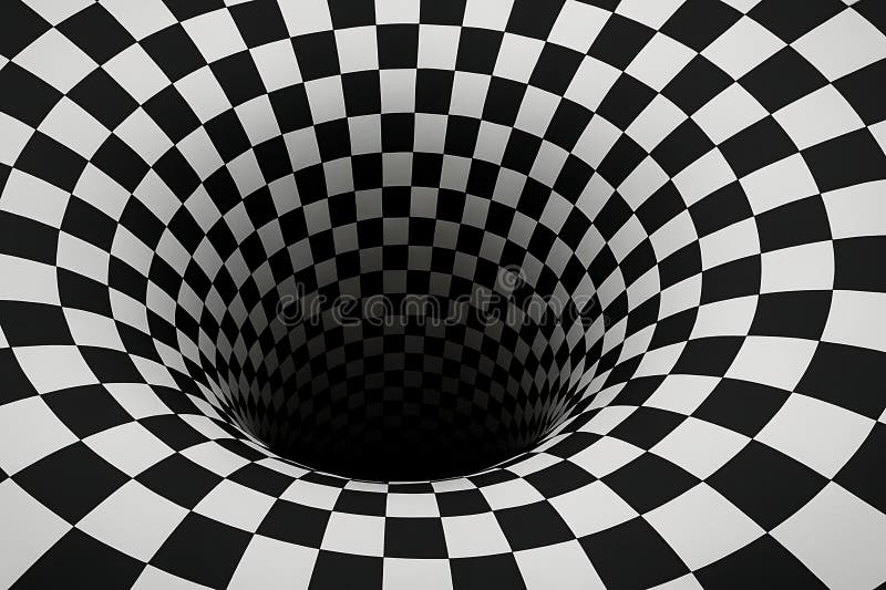 Rendered 3d Black and White Checkerboard Vortex Illusion Creating a ...