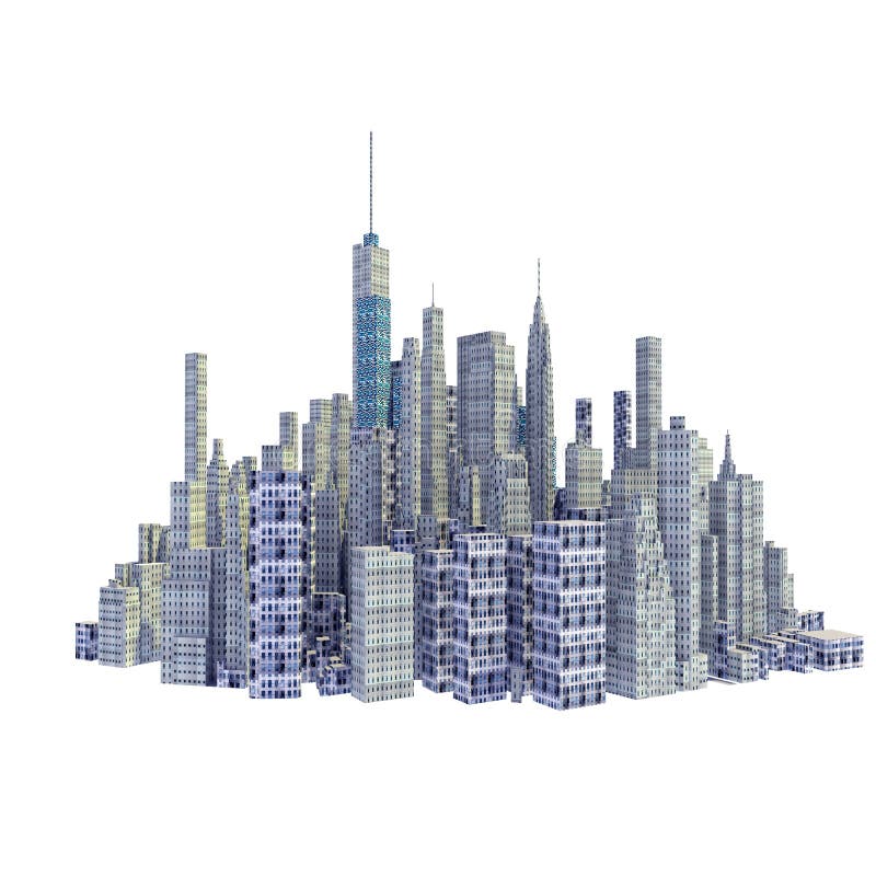 Rendered 3d City Skyline Isolated Stock Illustration - Illustration of ...