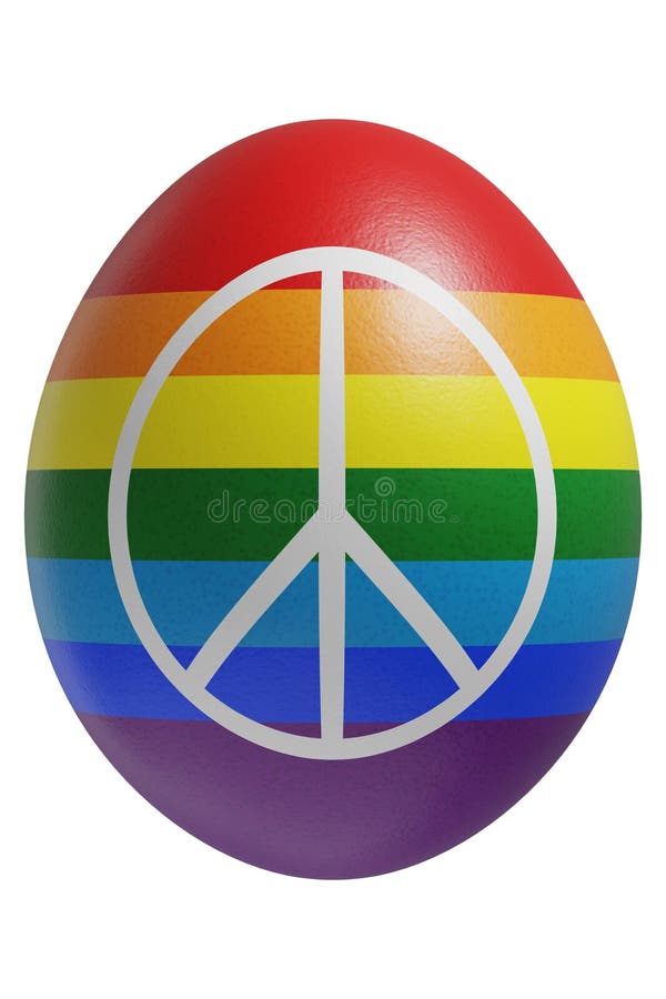 Rendered Easter Egg with a Rainbow Peace Sign Stock Illustration ...