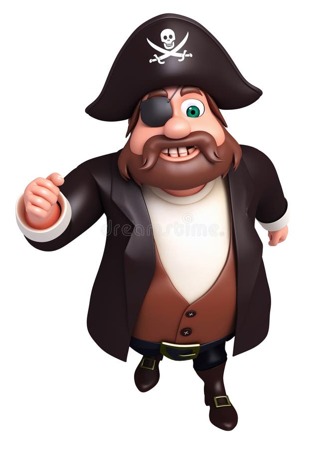 Rendered Illustration of Pirate Running Pose Stock Illustration ...