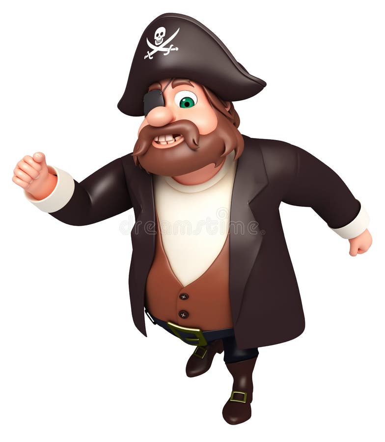 Rendered Illustration of Pirate Running Pose Stock Illustration ...