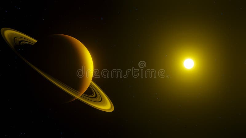 Rendered Illustration of a Planet with Rings Orbiting Stock ...