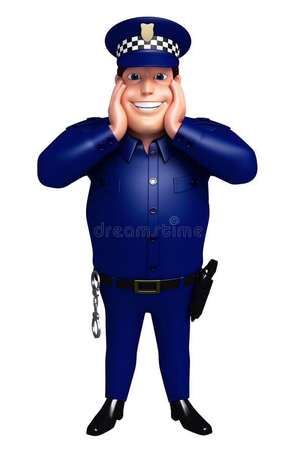 Rendered Illustration of Police Funny Pose Stock Illustration ...