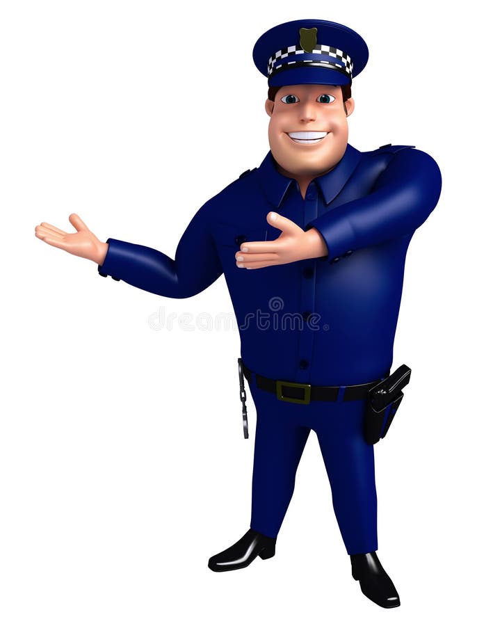 Rendered Illustration of Police Pointing Pose Stock Illustration ...