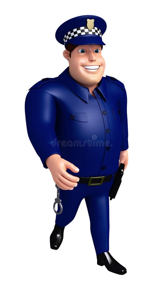 Rendered Illustration of Police Walking Pose Stock Illustration ...