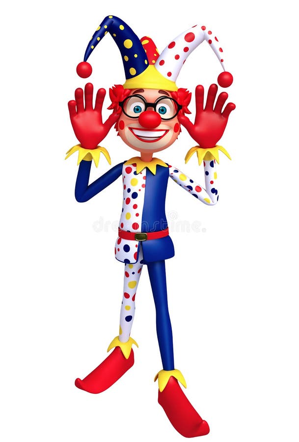 Rendered Illustration of Slim Clown Funny Pose Stock Illustration ...