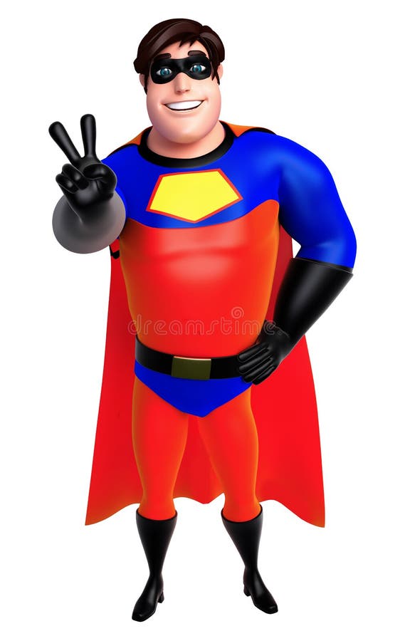 Rendered Illustration of Superhero with Victory Pose Stock Illustration ...