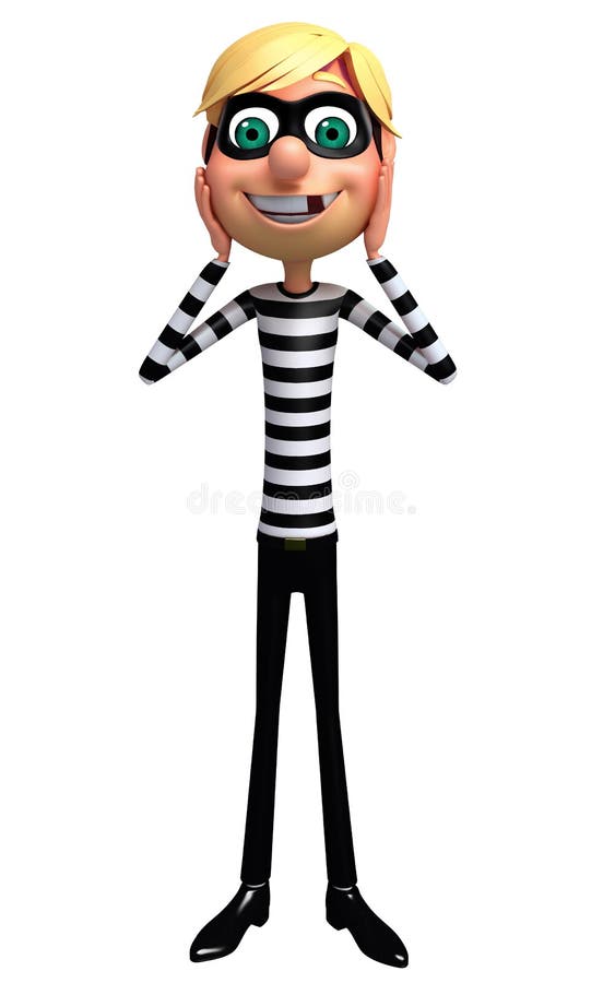 Rendered Illustration of Thief Funny Pose Stock Illustration ...