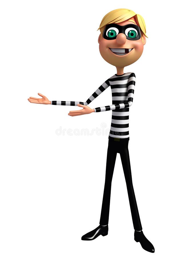 Rendered Illustration of Thief Pointing Pose Stock Illustration ...