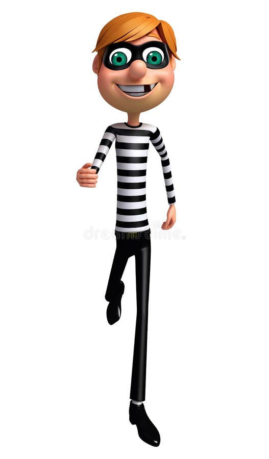 Rendered Illustration of Thief Running Pose Stock Illustration ...