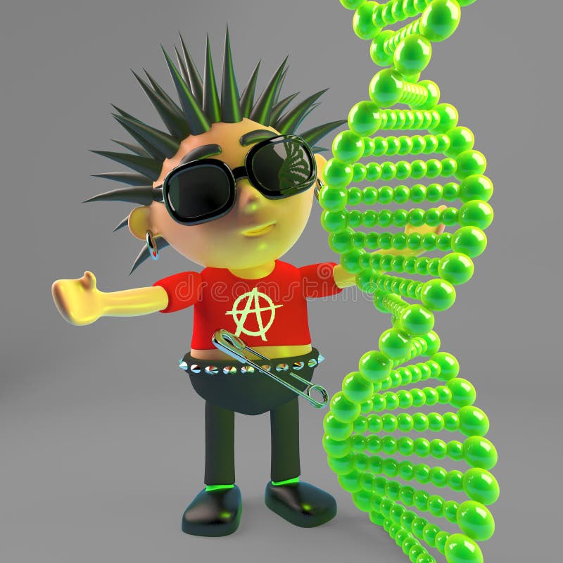 Cartoon Punk Rocker with a Pile of Files and Folders, 3d Illustration ...