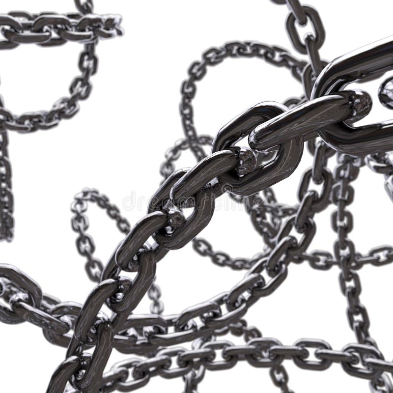 3d Chrome Metal Chains Swirling Intersecting in the Air Render Stock ...