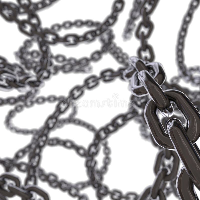 3d Chrome Metal Chains Swirling Intersecting in the Air Render Stock ...