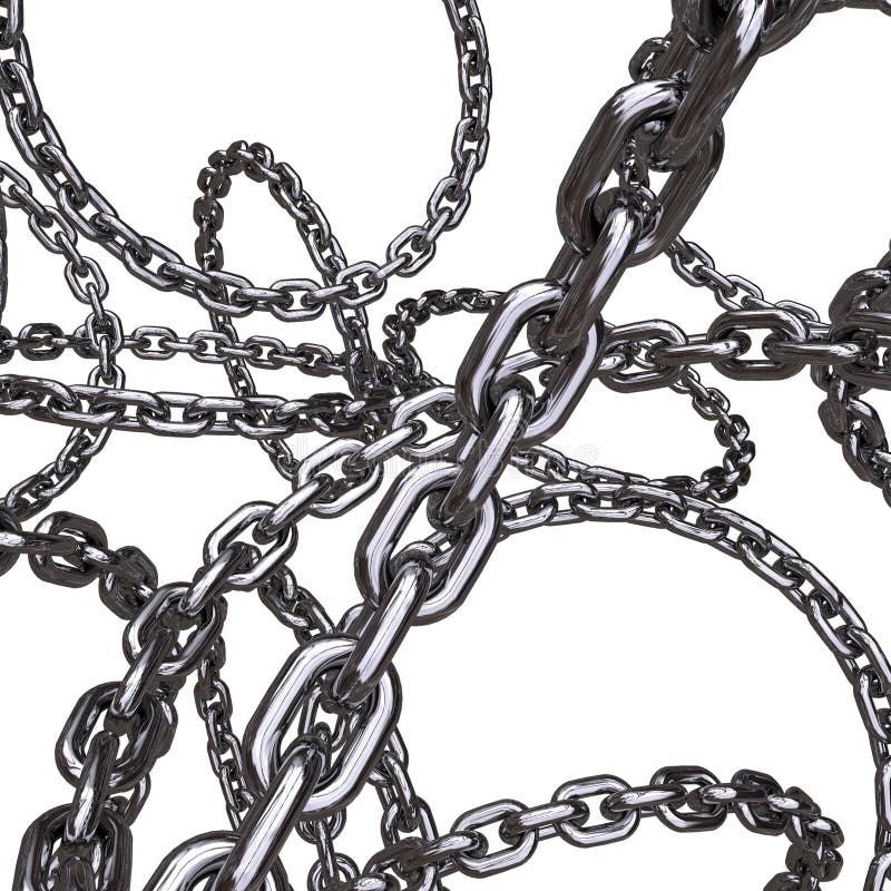 3d Chrome Metal Chains Swirling Intersecting in the Air Render Stock ...