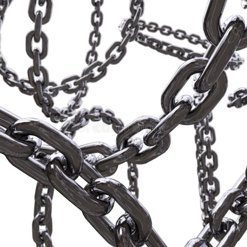 3d Chrome Metal Chains Swirling Intersecting in the Air Render Stock ...