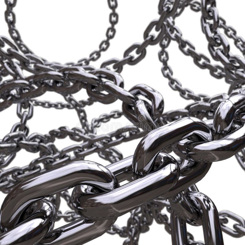 3d Chrome Metal Chains Swirling Intersecting in the Air Render Stock ...