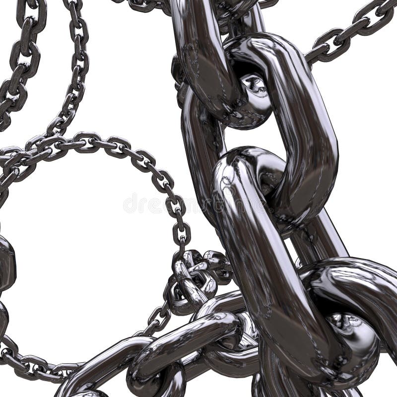3d Chrome Metal Chains Swirling Intersecting in the Air Render Stock ...