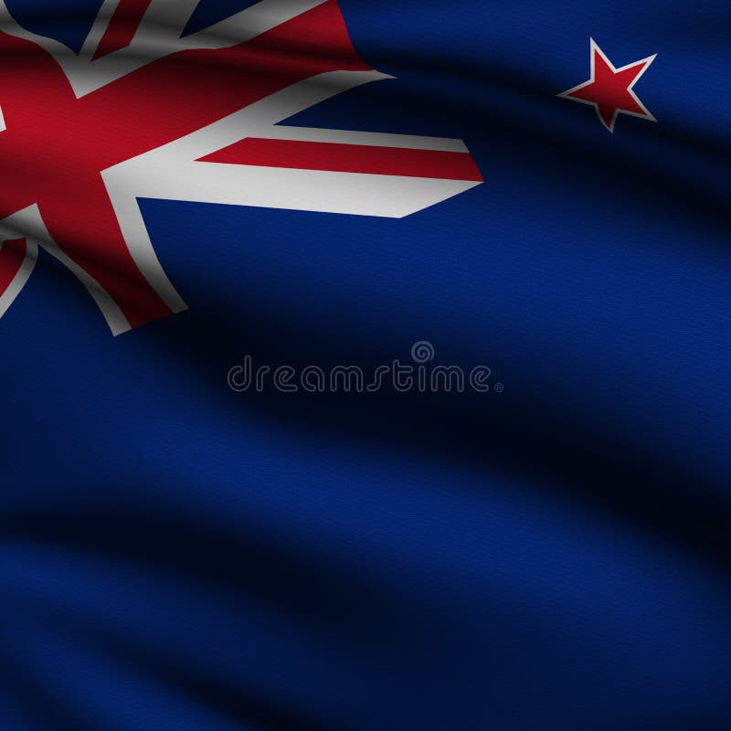 Rendered New Zealand Square Flag Stock Illustration - Illustration of ...