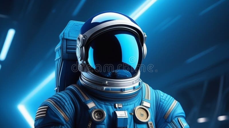 Rendered Object Illustration of an Abstract Blue Astronaut Stock ...