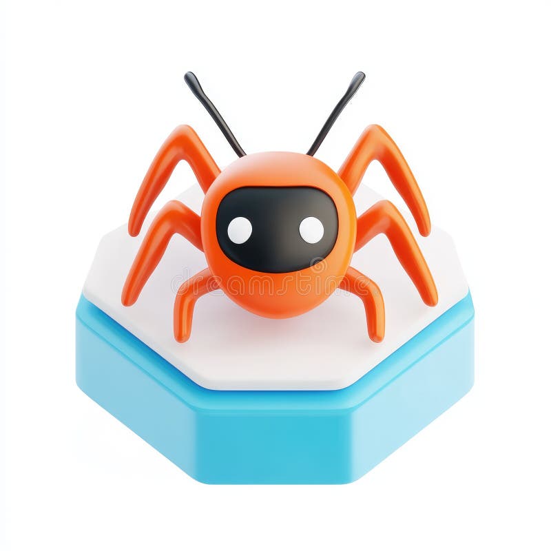 Cute Orange Cartoon Ant 3D Render on Hexagon Base Stock Illustration ...