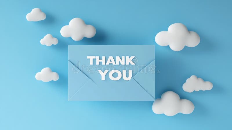 Rendered Picture of a Thank You Card in a Blue Envelope Stock Image ...