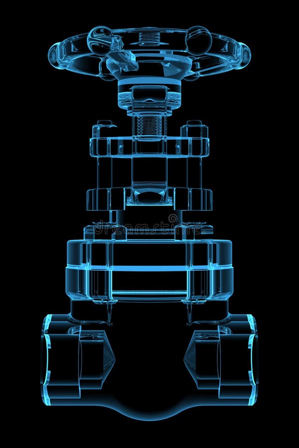 Rendered X-ray Blue Transparent Valve Stock Illustration - Illustration ...
