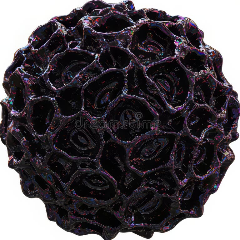 Rendering of Abstract Dark Sphere with Iridescent Surface Texture on ...