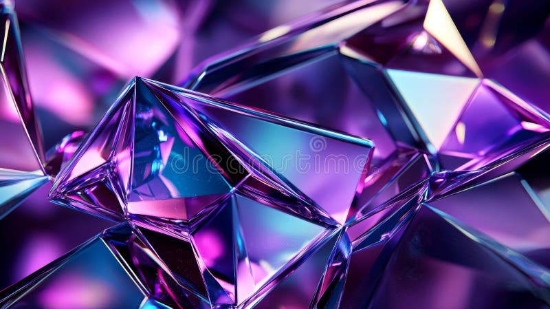 Rendering of Abstract Geometric Crystal Background with Iridescent ...