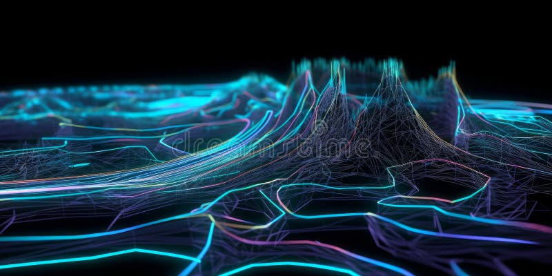 Rendering of Abstract Highway Path through Digital Binary Towers in ...