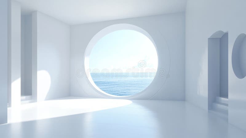 A Rendering of an Abstract Modern White Circular Building Architecture ...