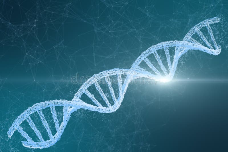 3d Rendering, DNA with Emanative Lines Background Stock Illustration ...