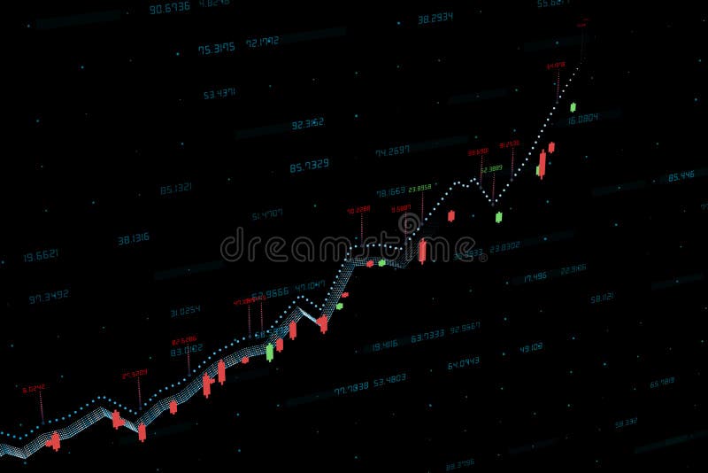 3d Rendering, Stock Chart with Black Background Stock Illustration ...