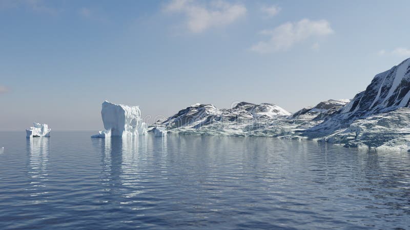 Rendering of Antarctic Landscape with Mountains and Cracked Ice Stock ...