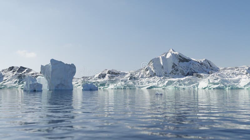 Rendering of Antarctic Landscape with Mountains and Cracked Ice Stock ...