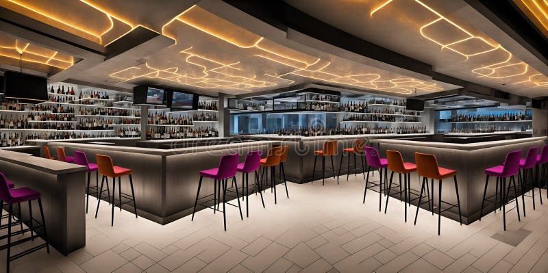 A Rendering of a Bar with a Lot of Stools Created with Generative AI ...