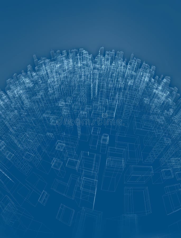 Rendering big city stock illustration. Illustration of technology ...