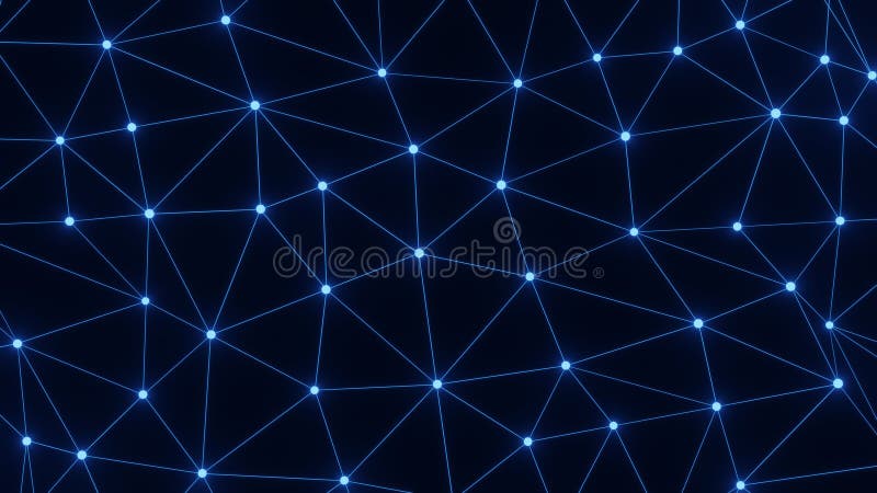 Rendering of Blue Network Line Renderings on a Black Background Stock ...