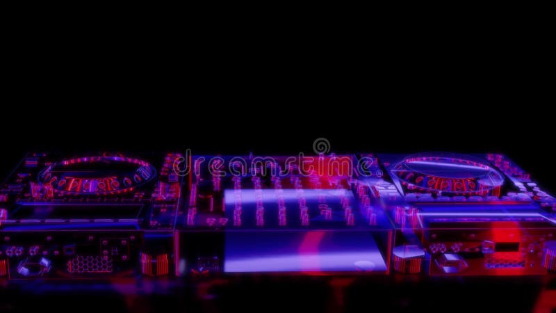 Rendering 3D Animation, VISUAL EFFECTS Dj Mixer Audio Model on a Black ...