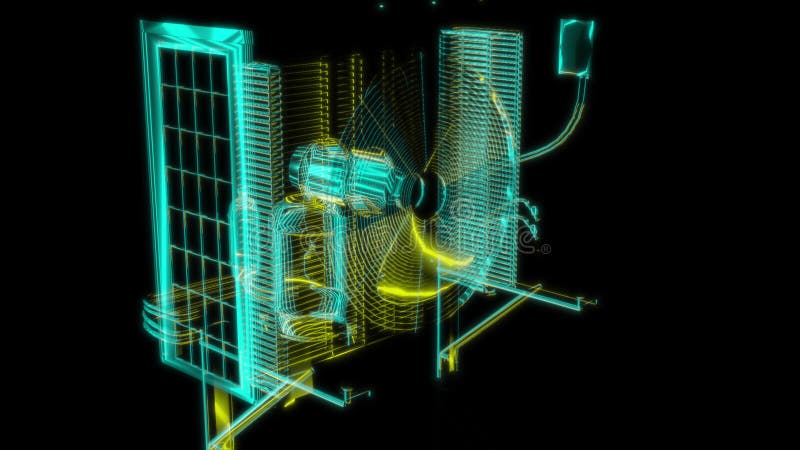 Rendering 3D Animation, VISUAL EFFECTS Air Conditioner Model on a Black ...