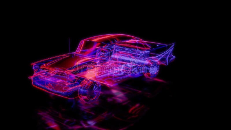 Rendering 3D Animation, VISUAL EFFECTS Car Model on a Black Background ...