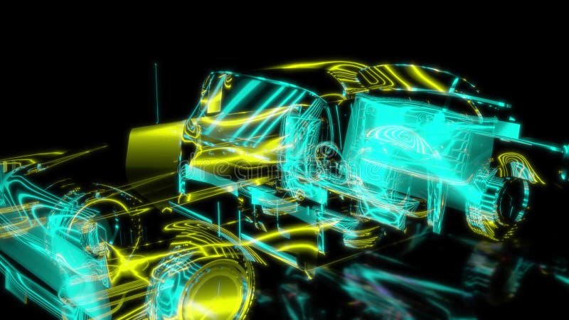 Rendering 3D Animation, VISUAL EFFECTS Car Model on a Black Background ...