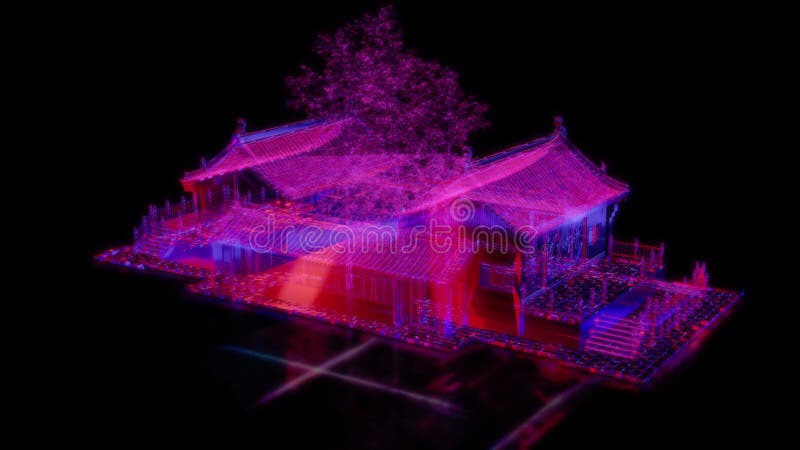 Rendering 3D Animation, VISUAL EFFECTS Chinese Building Rock Wood House ...