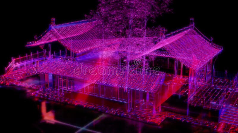 Rendering 3D Animation, VISUAL EFFECTS Chinese Building Rock Wood House ...