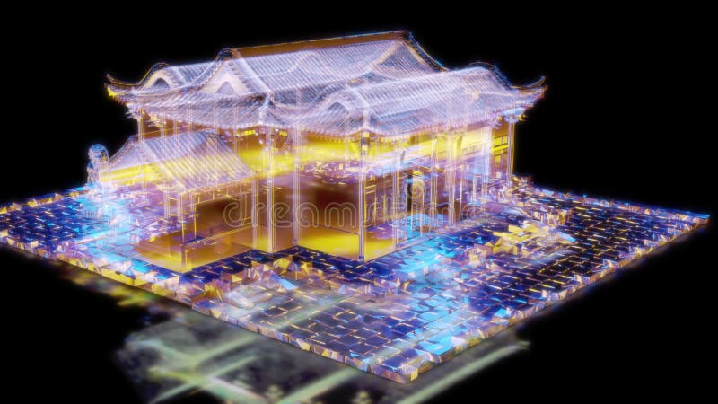 Rendering 3D Animation, VISUAL EFFECTS Chinese Building Rock Wood House ...