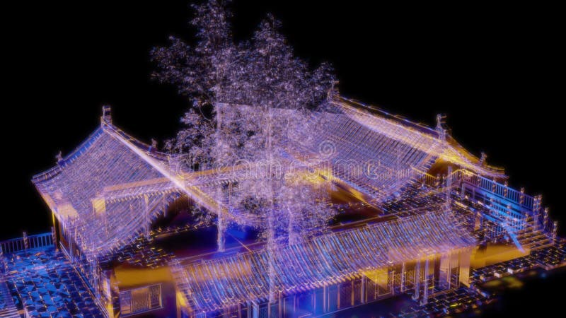 Rendering 3D Animation, VISUAL EFFECTS Chinese Building Rock Wood House ...