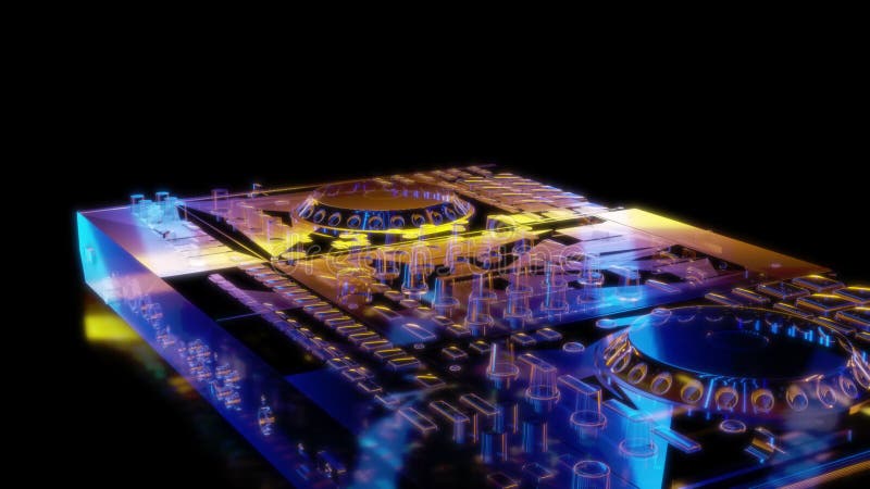 Rendering 3D Animation, VISUAL EFFECTS Dj Mixer Audio Model on a Black ...