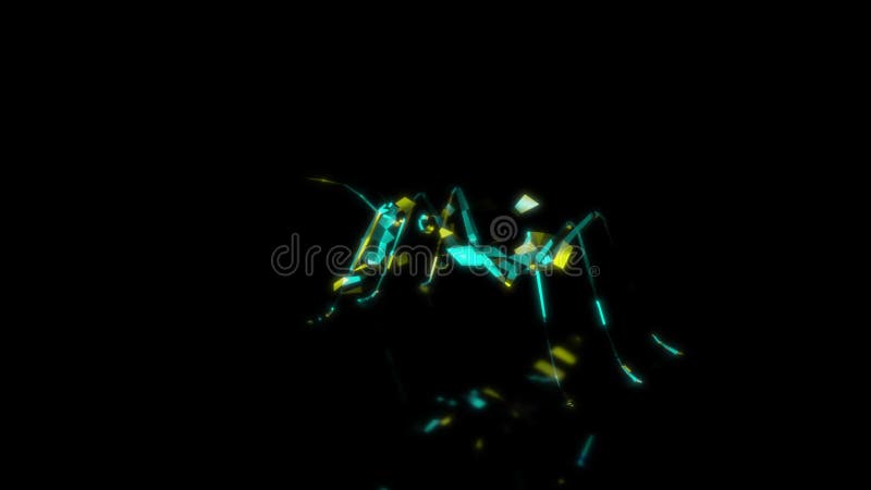 Rendering 3D Animation, VISUAL EFFECTS Low Poly Ant Model on a Black ...