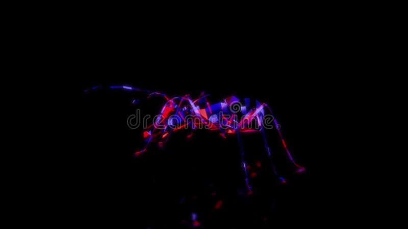Rendering 3D Animation, VISUAL EFFECTS Low Poly Ant Model on a Black ...